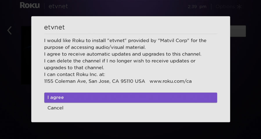 7 . По завершению установки вы получите сообщение об успешном добавлении канала в раздел Home
