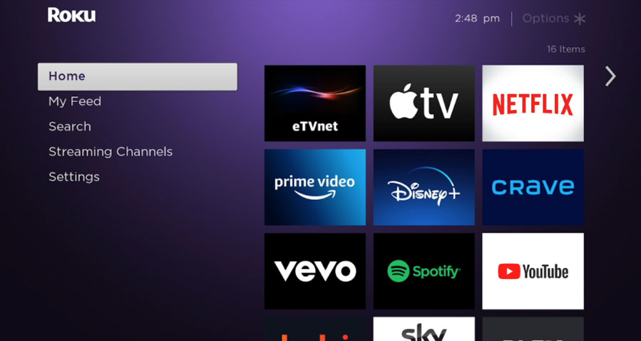 8 . Нажмите кнопку Home на вашем пульте для перехода в ваш домашний экран